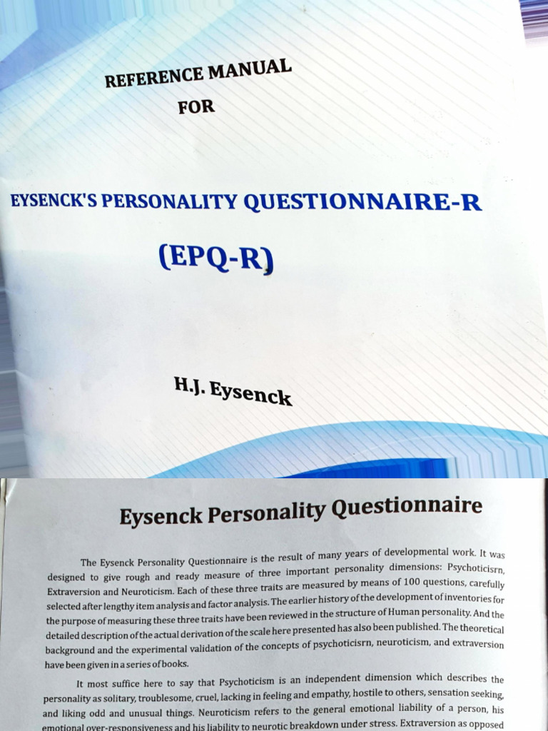 Eysenck Personality Questionnaire-R Manual | PDF