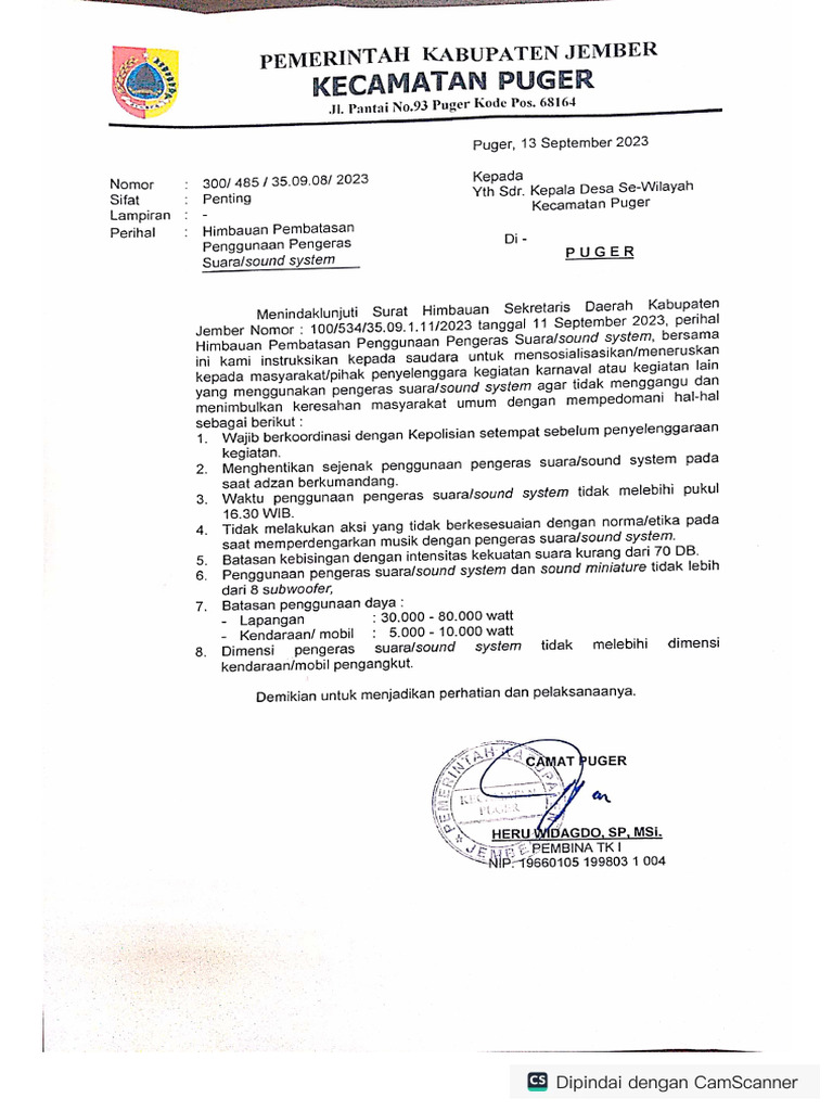 Himbauan Pembatasan Penggunaan Pengeras Suara | PDF