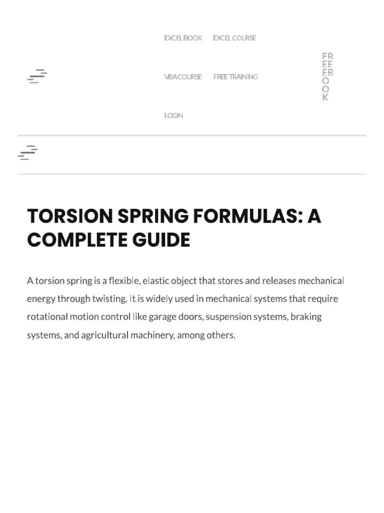 Torsion Spring Formulas_EngineerExcel | PDF