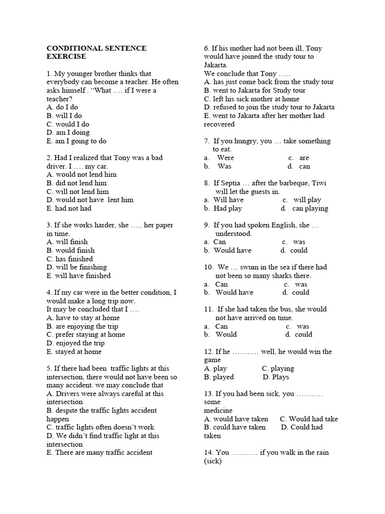 Conditional Sentence Exercise | PDF