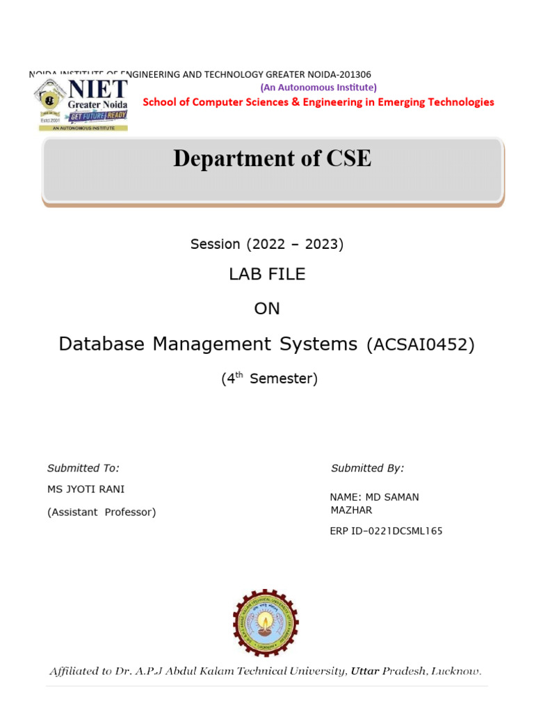 Rishi - Dbms Lab File | PDF