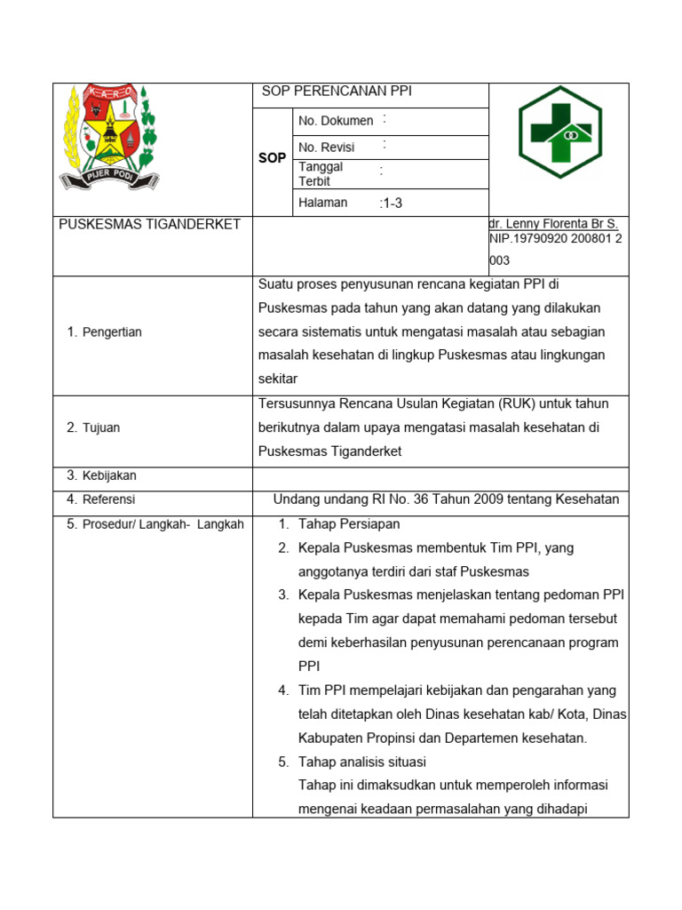 PPI 5.5.1 Sop Perencanaan PPI | PDF
