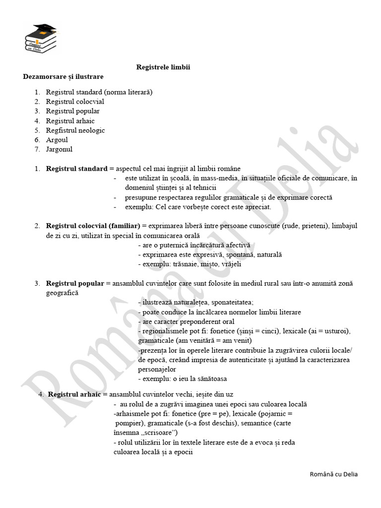 Registrele limbii romane | PDF