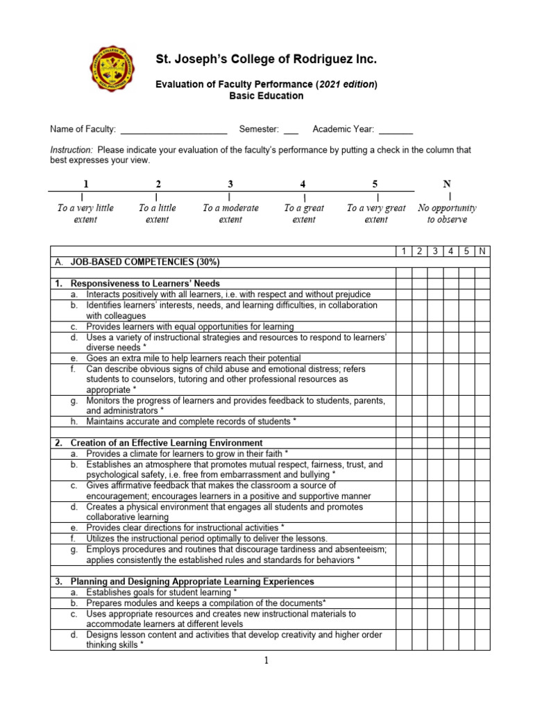 Performance Evaluation Tool BED 2021 | PDF | Art