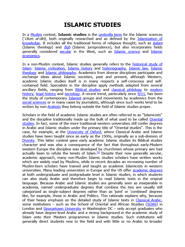 Introduction To Islamic Studies | PDF