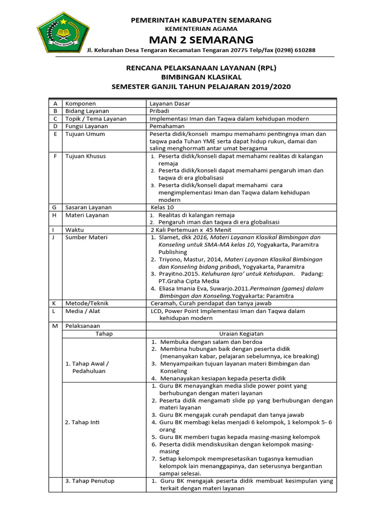 RPL IMPLEMENTASI IMAN DAN TAQWA DI KEHIDUPAN MODERN (Ganjil) | PDF