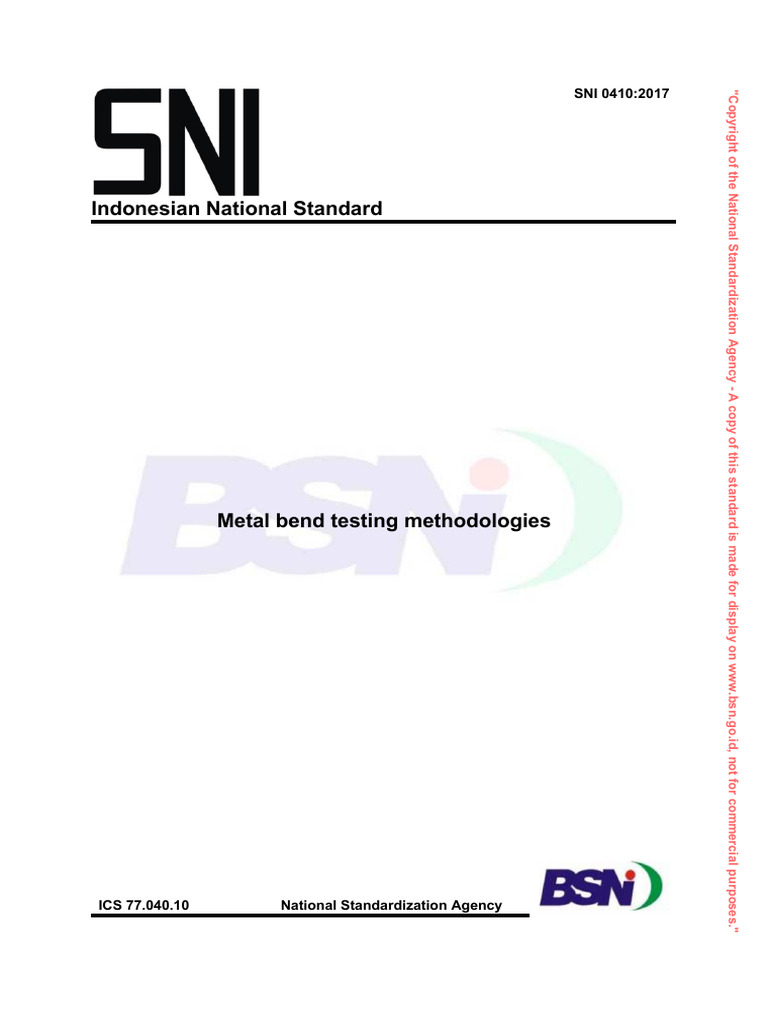 (Translated) SNI 0410-2017 | PDF | Bending | Pipe (Fluid Conveyance)