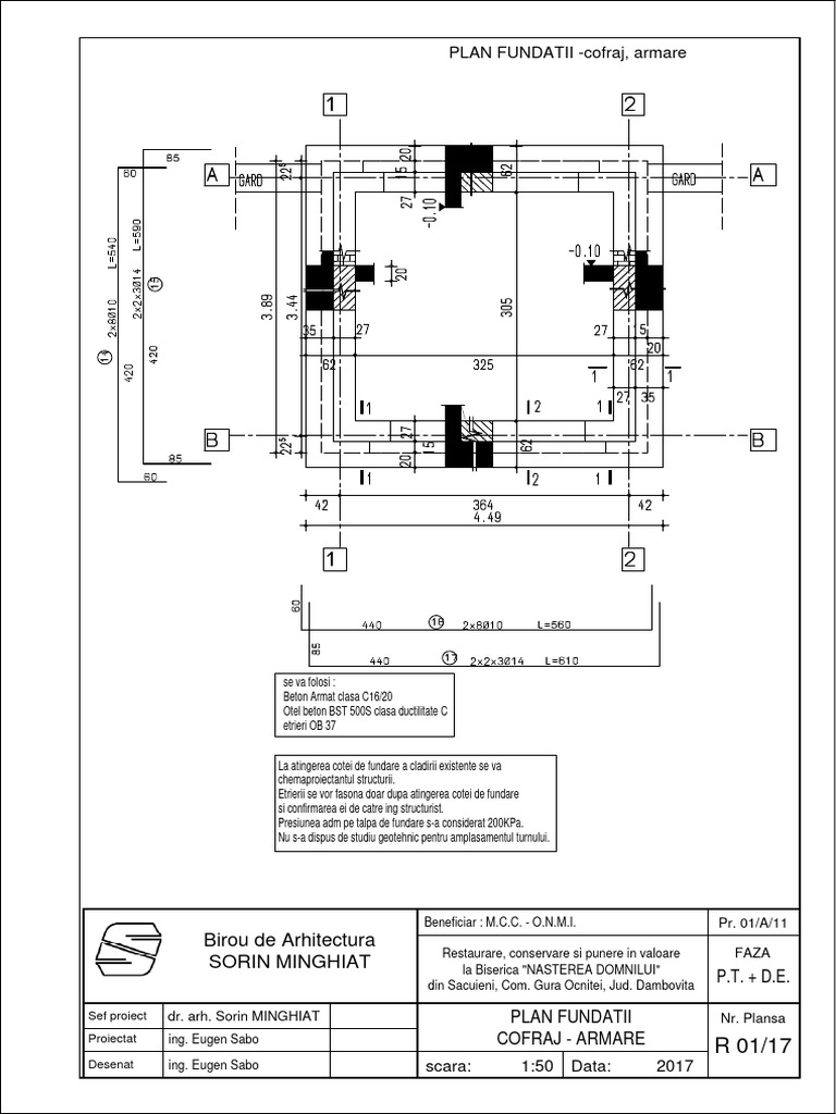 R - 01 - Plan Fundatii - Cofraj Armare | PDF