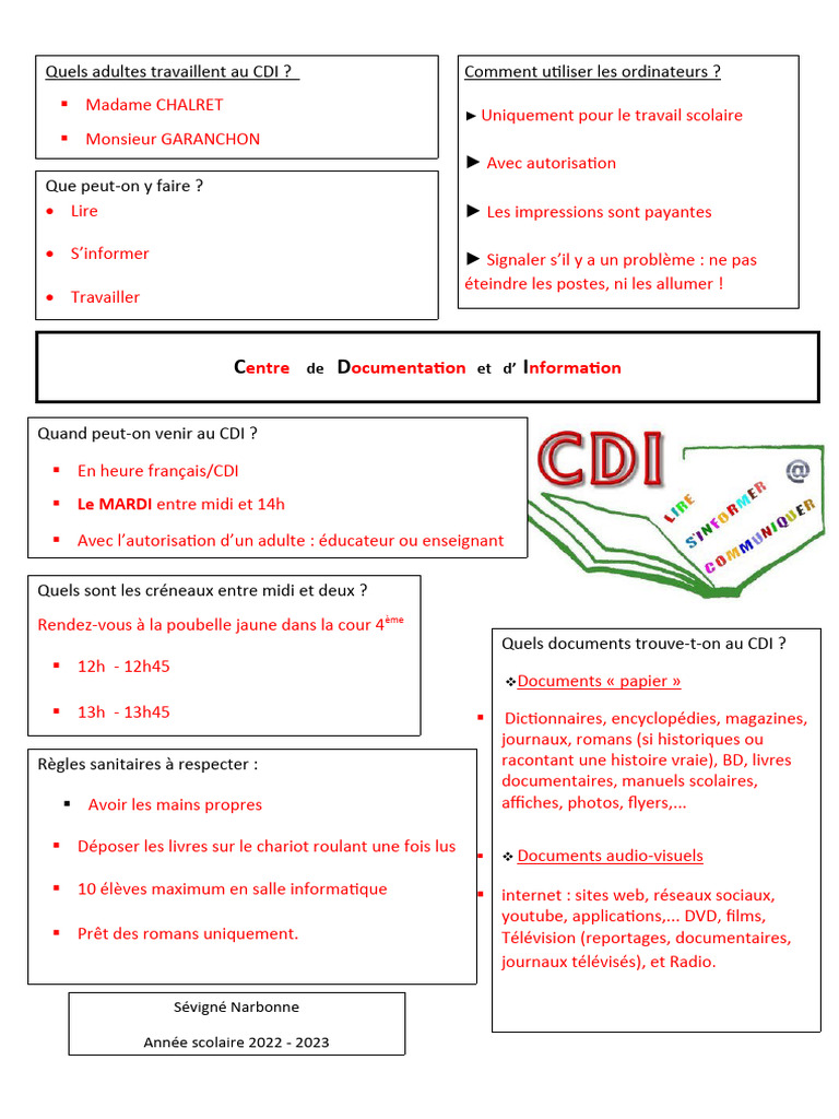 Fiche 1 CDI Règlement - Correction | PDF