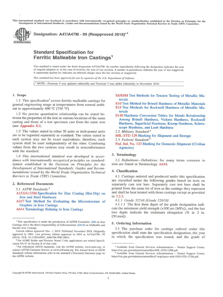 Astm A47-A47m-99 | PDF