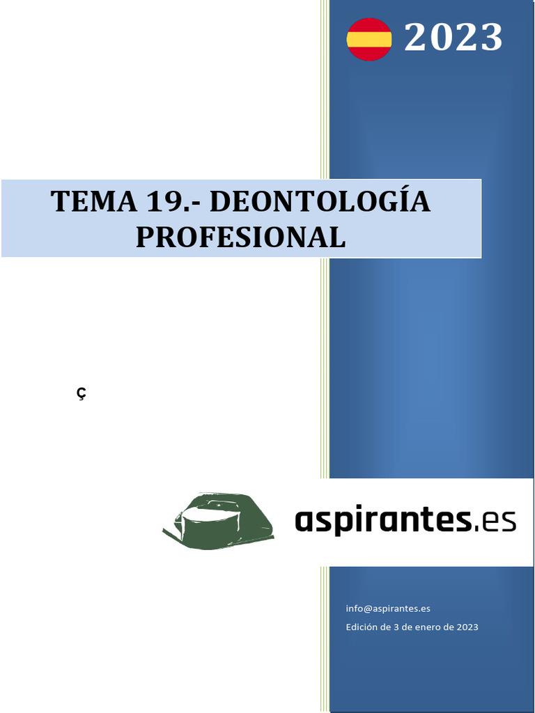 Tema 19. Guia de Estudio Sobre Deontologia Profesional Enero 2023 | PDF | Ciencias sociales