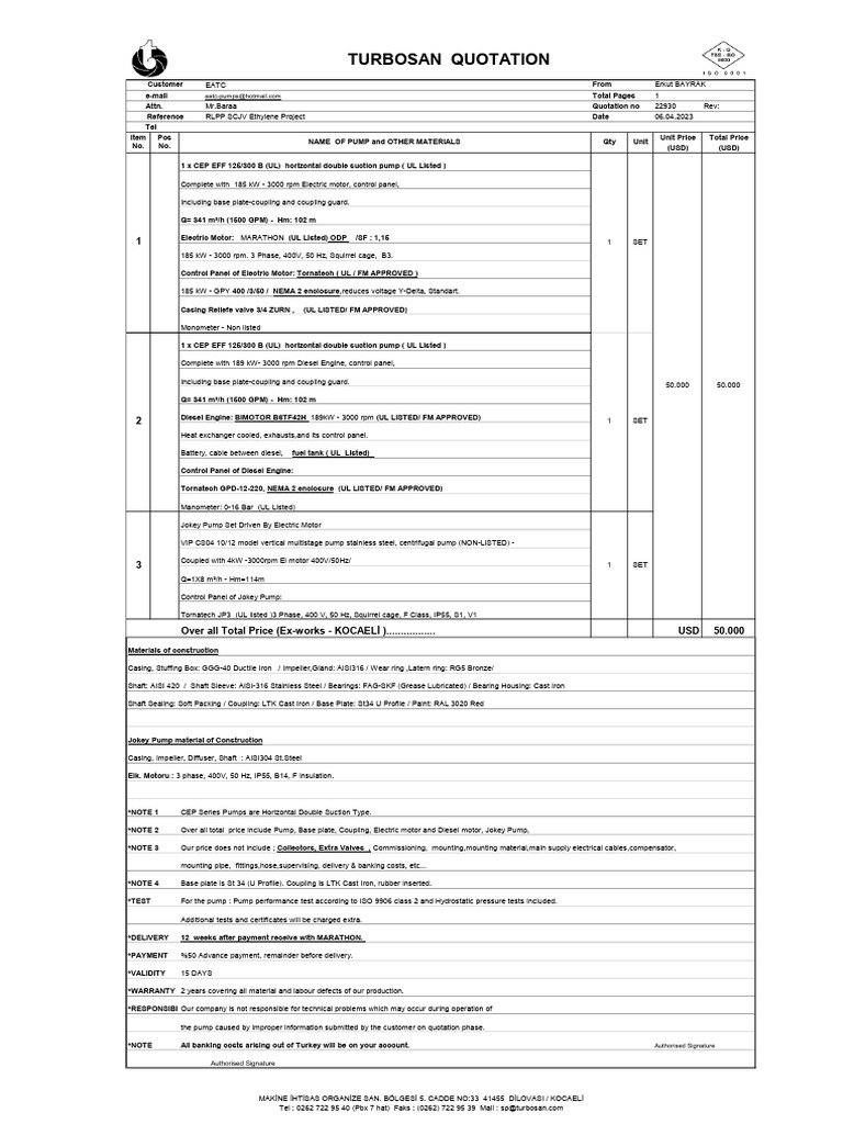 Offer For RLPP SCJV Etylene 1500 GPM (E + D + J) | PDF