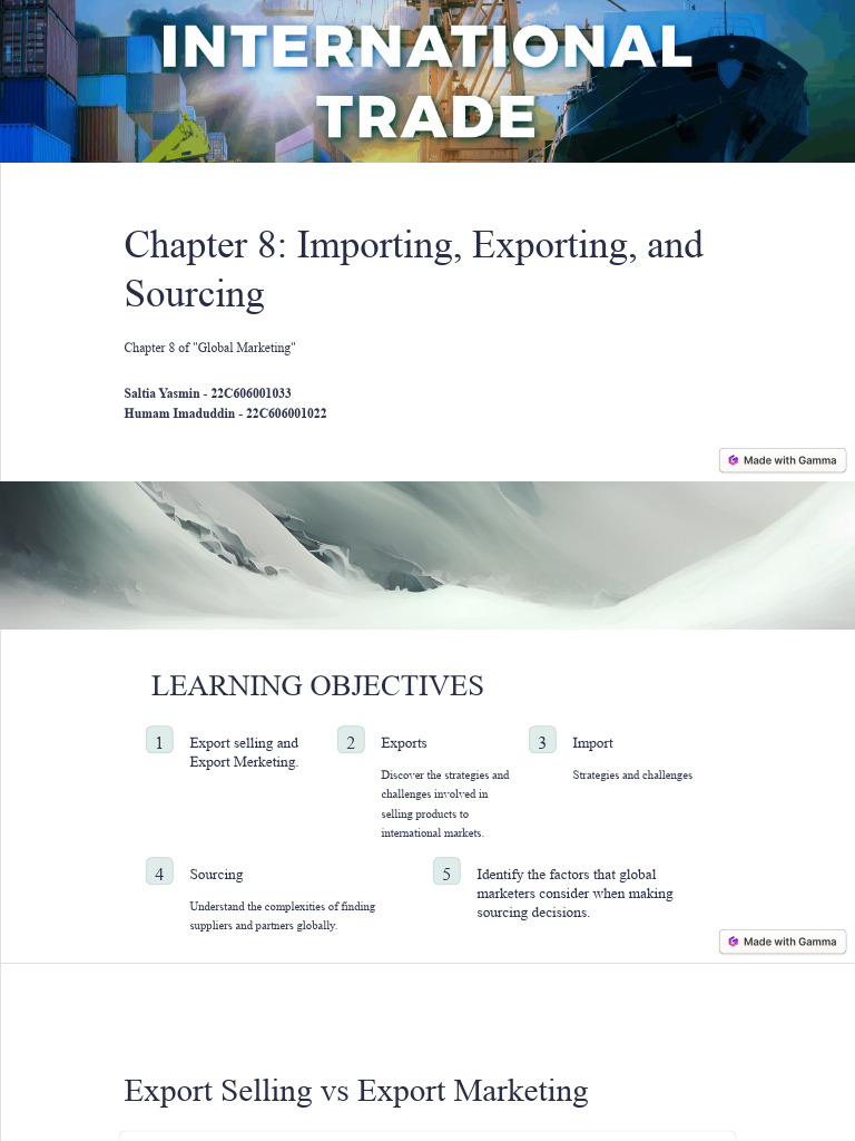 Global Marketing: Importing, Exporting, Sourcing | PDF | Supply Chain ...