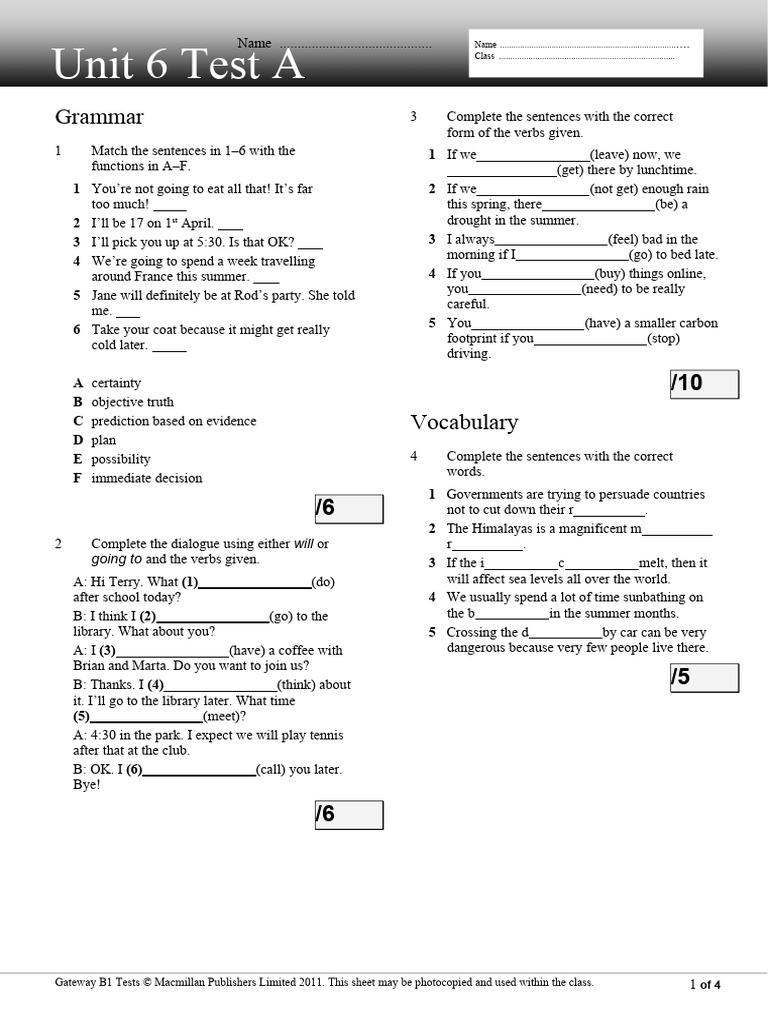 pdfcoffee.com_gateway-b1-test-unit-6-pdf-free (2) (1) | PDF