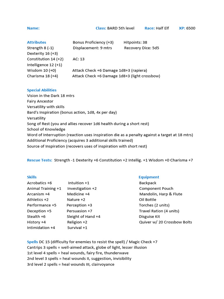 RPG Character Sheets New | PDF