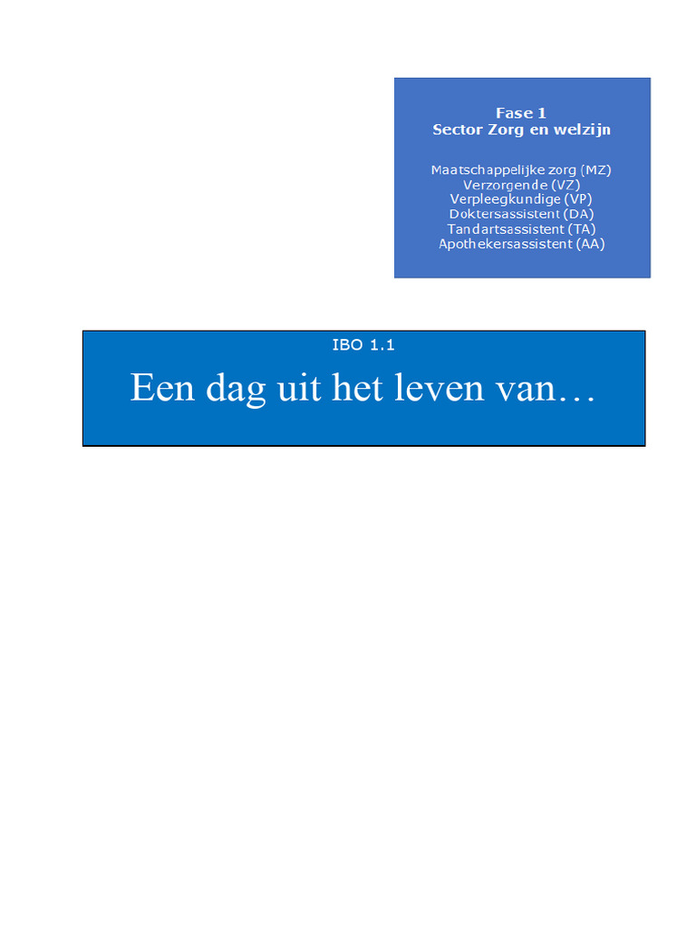 IBO 1.1 Een Dag Uit Het Leven Van Versie 2023 | PDF
