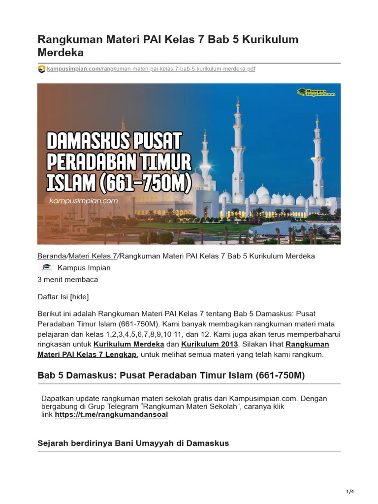 Rangkuman Materi Pai Kelas 7 Smpmts Kurikulum Merdeka Vrogue