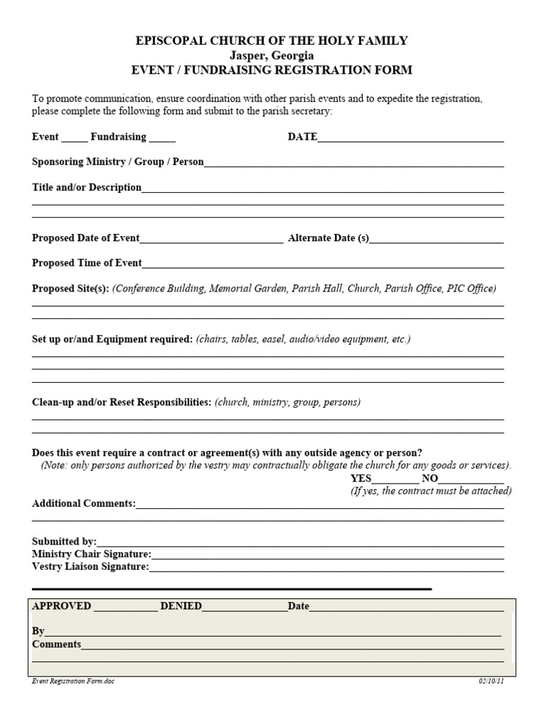 Church Event Registration Form | PDF | Government