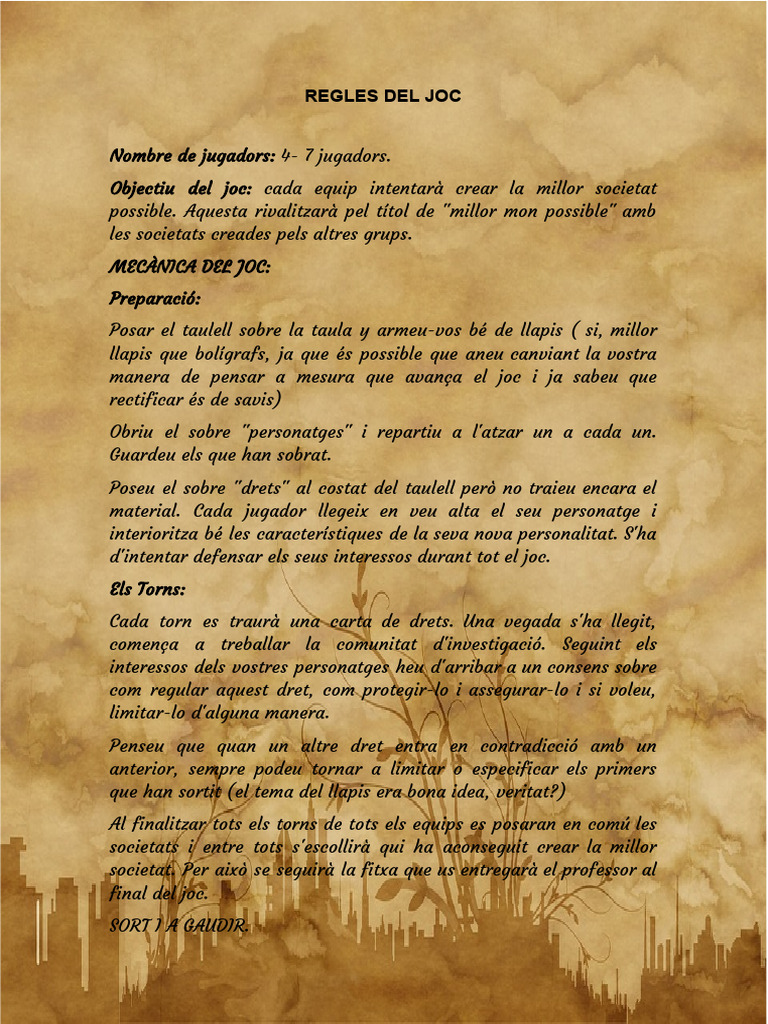 Regles Del Joc | PDF