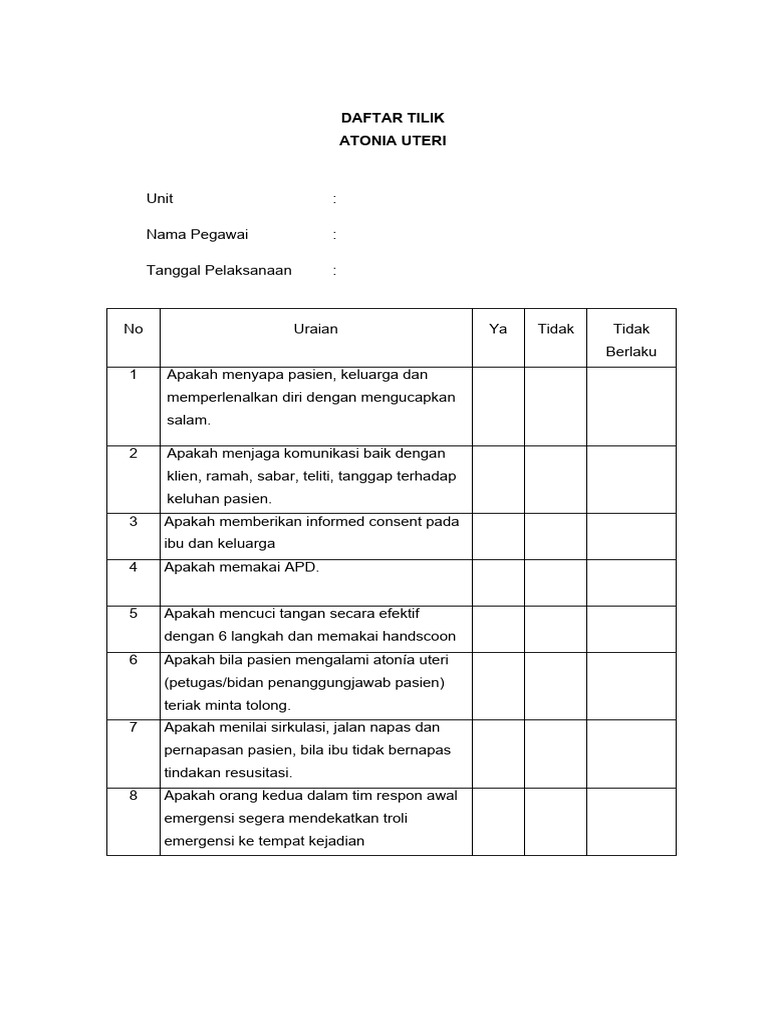 7.1.1.7. Daftar Tilik Pendaftaran | PDF
