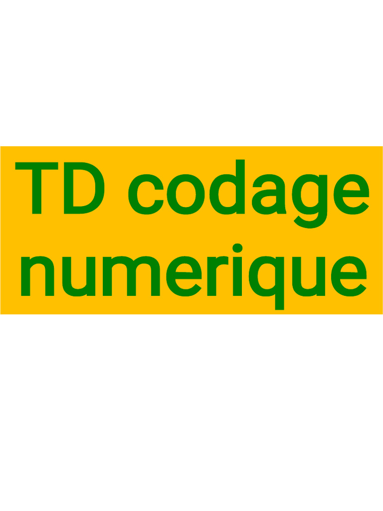 TD Codage Numerique | PDF