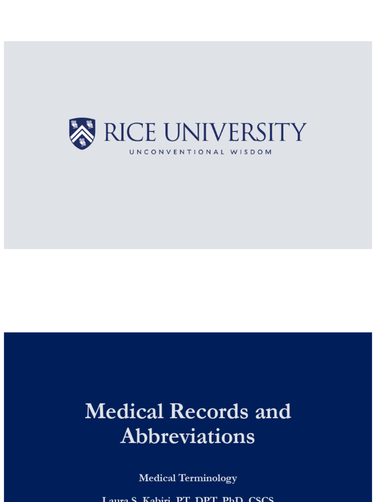 Handout Medical Records and Abbreviations | PDF