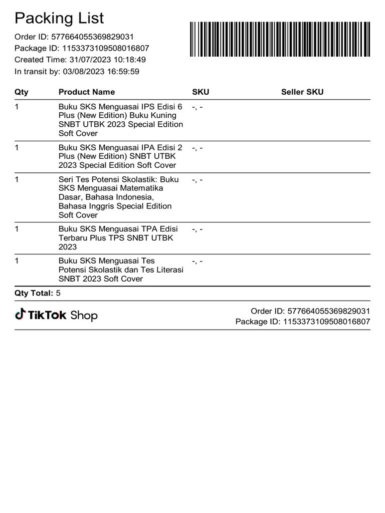 08-02 - 10-19-00 - Packing List | PDF