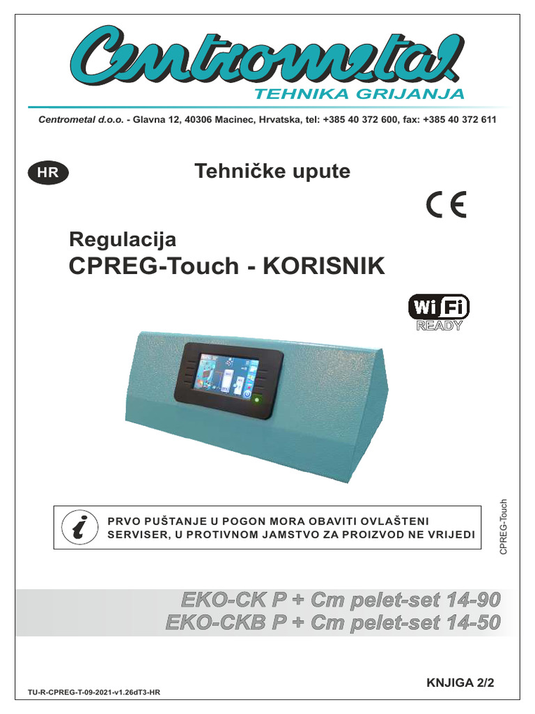 CM Pelet Set TOUCH Tehničke Upute REGULACIJA KNJIGA2 2 HR | PDF