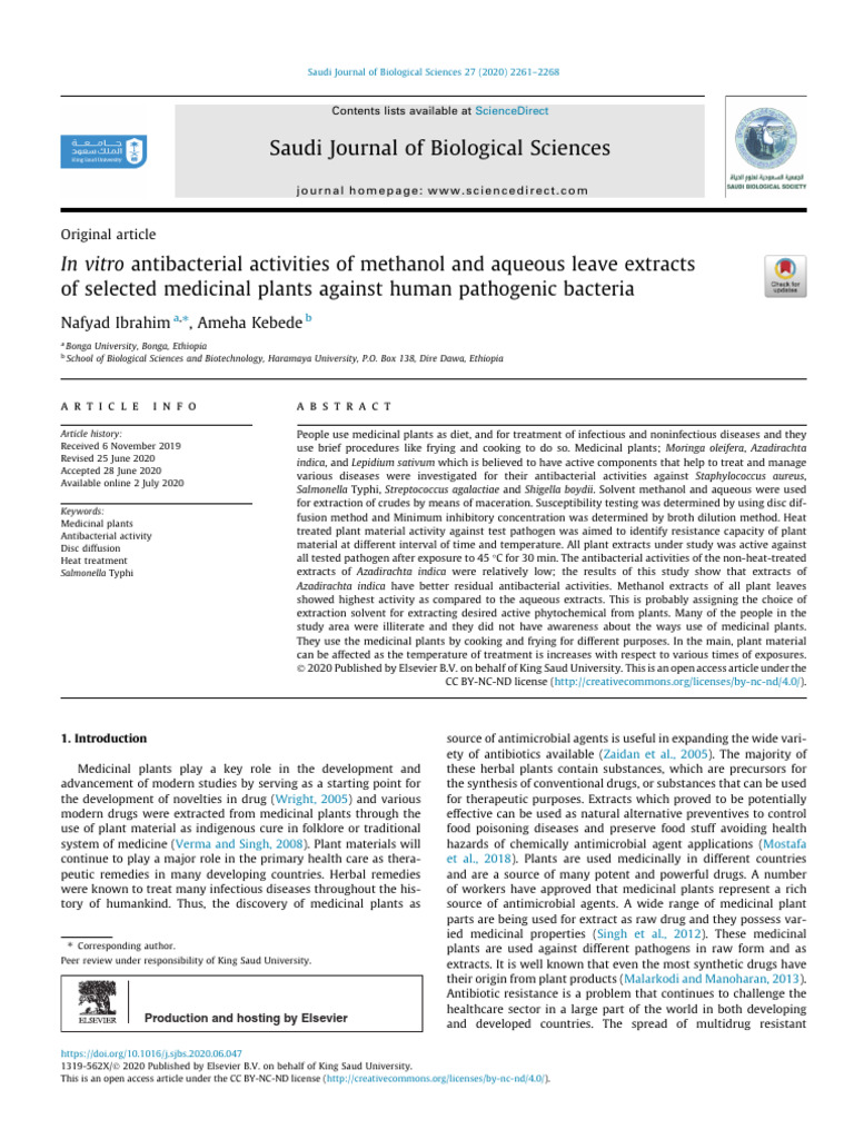 2 SJBS - Sample Prep and Antibacterial Assay | PDF