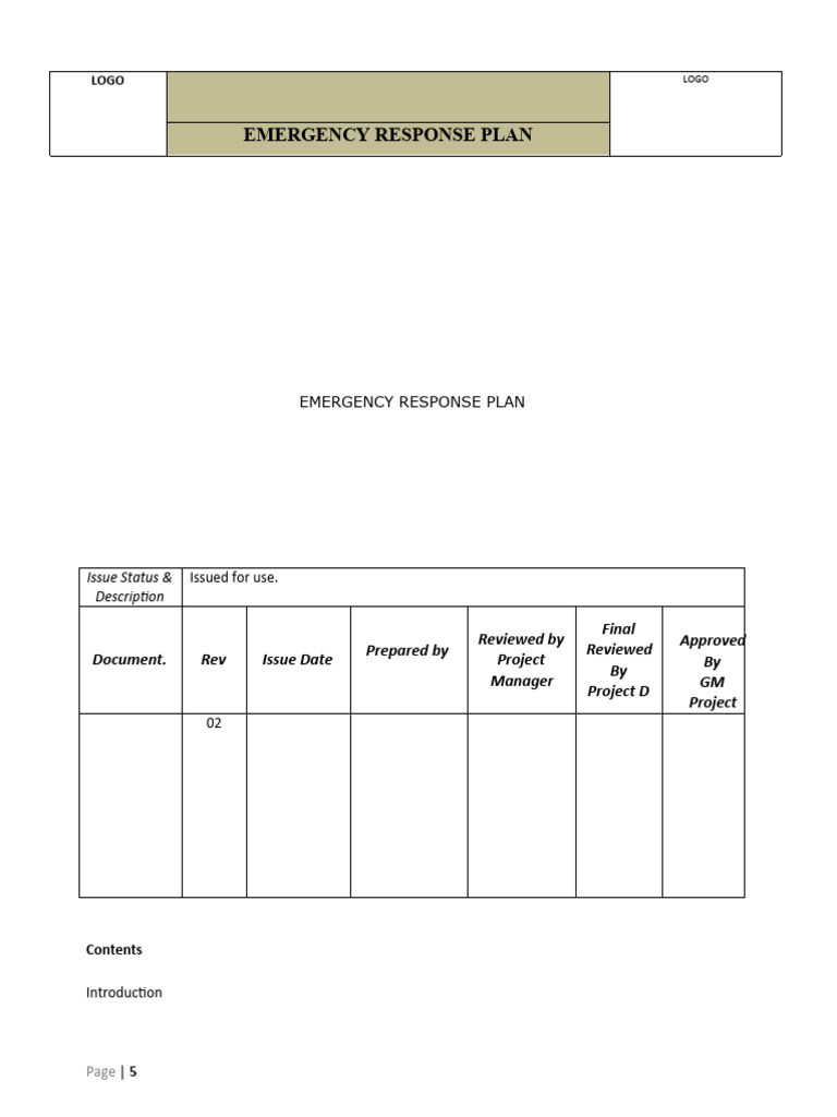 HSE Plan Emergency Response Plan. | PDF