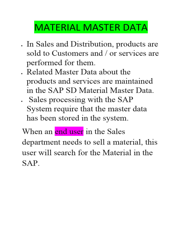 7-Material Master Data | PDF