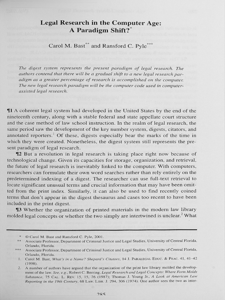 Legal Research in The Computer Age | PDF | Social Science