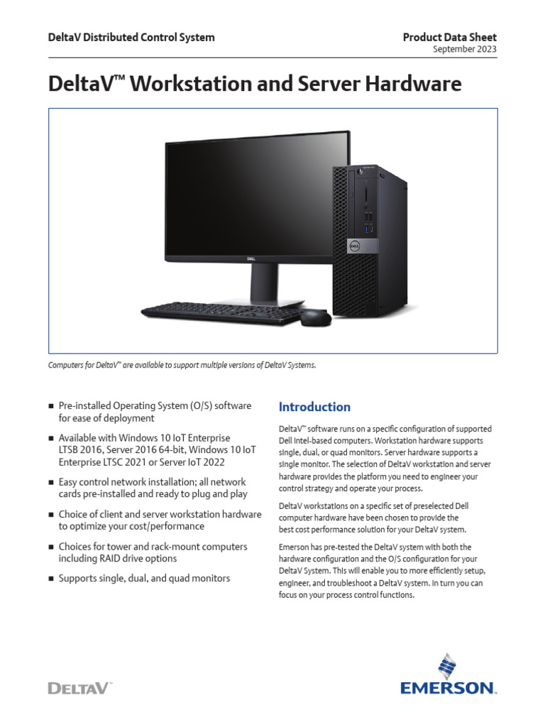 Product Data Sheet Deltav Workstation Server Hardware Deltav en 57732 | PDF