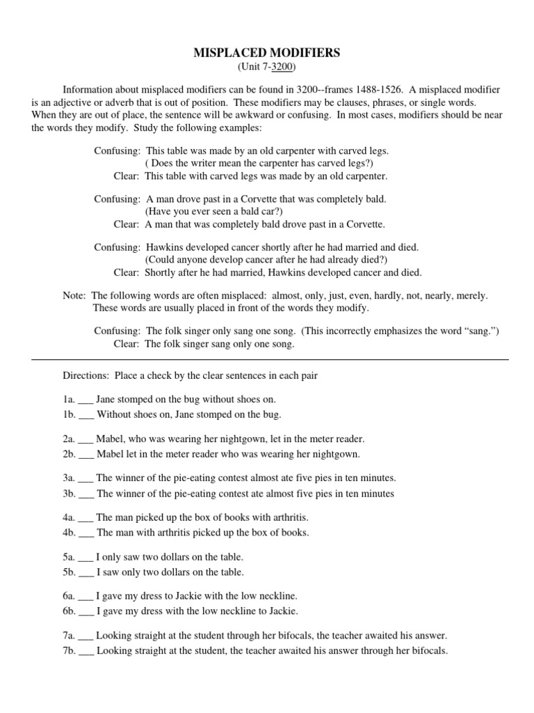 Modifiers Misplaced | PDF