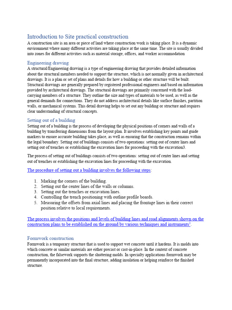 Introduction Building Construction Practical Notes | PDF