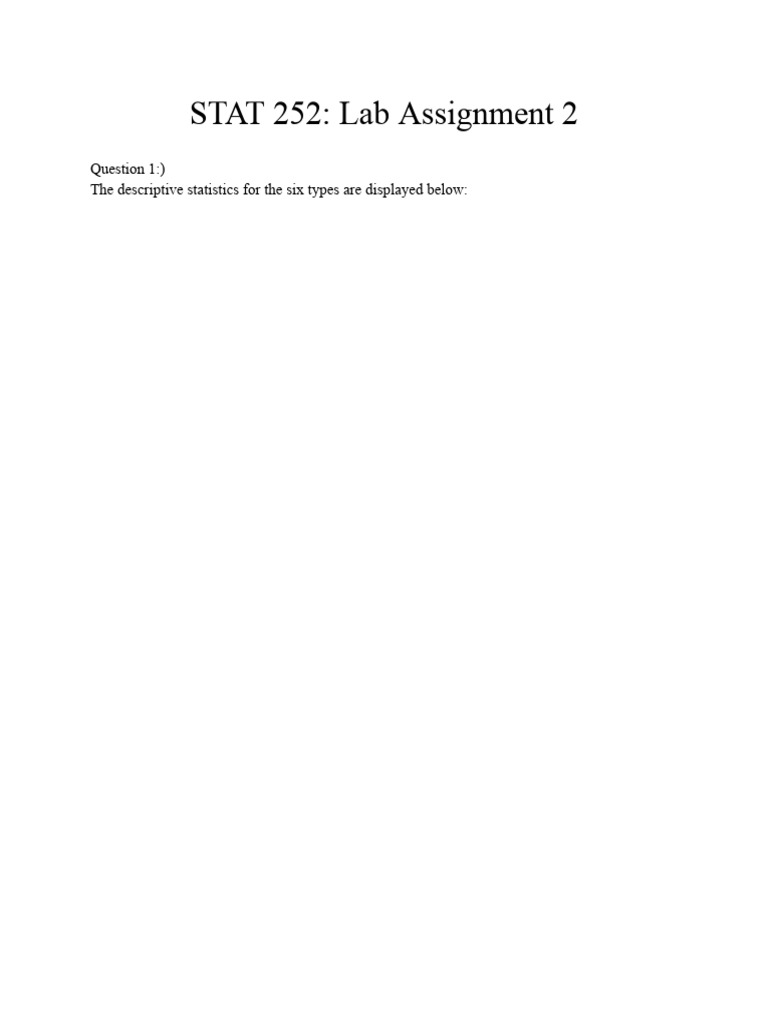 Stat 252 Lab 2 | PDF