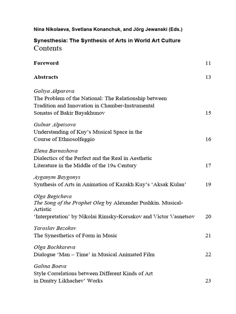 Synesthesia The Synthesis of Arts | PDF