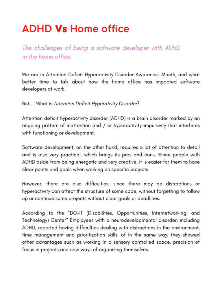 The ADHD and Remote Work | PDF | Attention Deficit Hyperactivity ...
