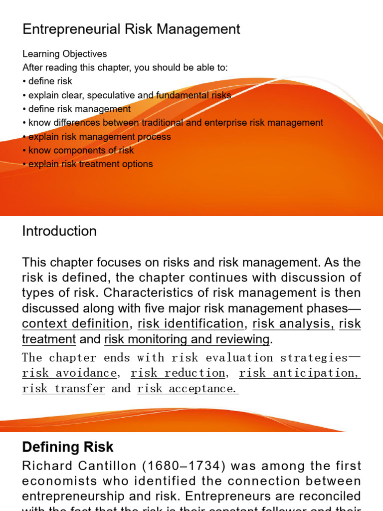 Entrepreneurial Risk Management | PDF