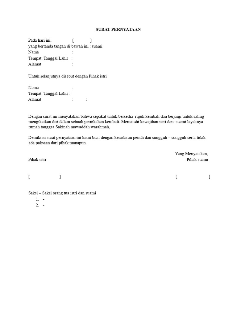 Surat Pernyataan Rujuk | PDF