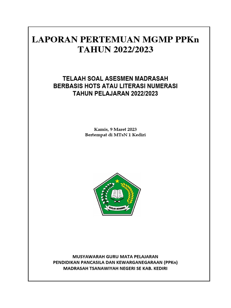 Laporan MGMP 9 Maret 2023 | PDF