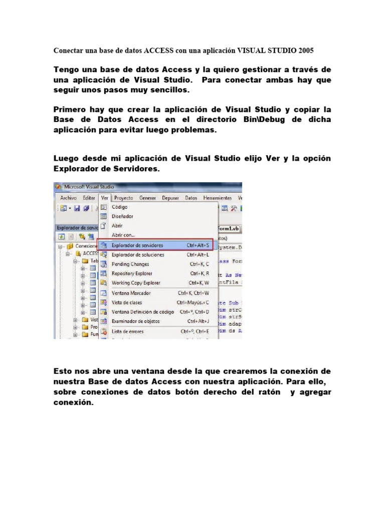 Conectar Una Base de Datos ACCESS Con Una Aplicación VISUAL STUDIO 2005 | PDF