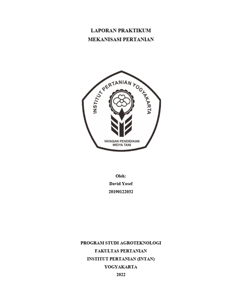 PN - Laporan Praktikum Mekanisasi Pertanian - Acara 3 - 20190122032 - David Yosef Genaro ...