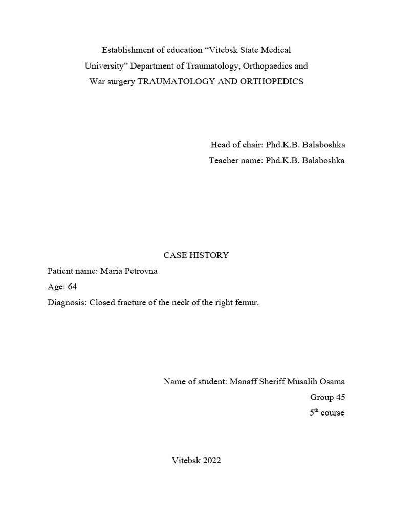 Trauma Case History-12 2 | PDF