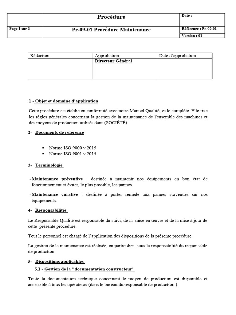 Procédure Maintenance | PDF