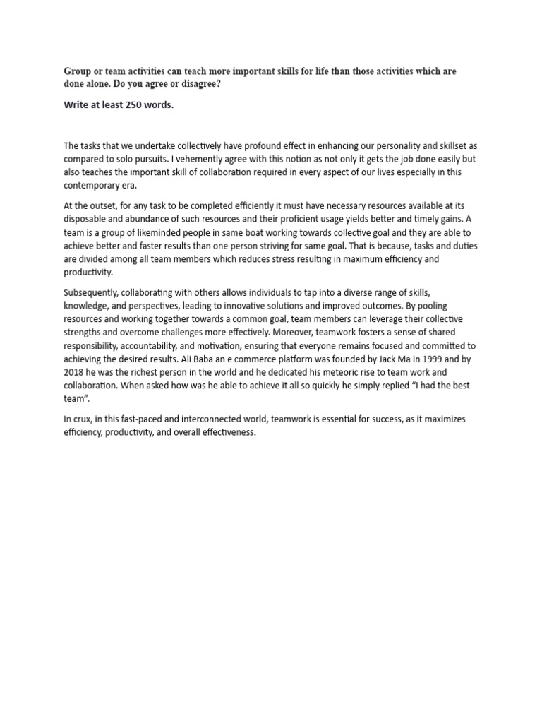 TEAMWORK Essay AD | PDF | Career & Growth