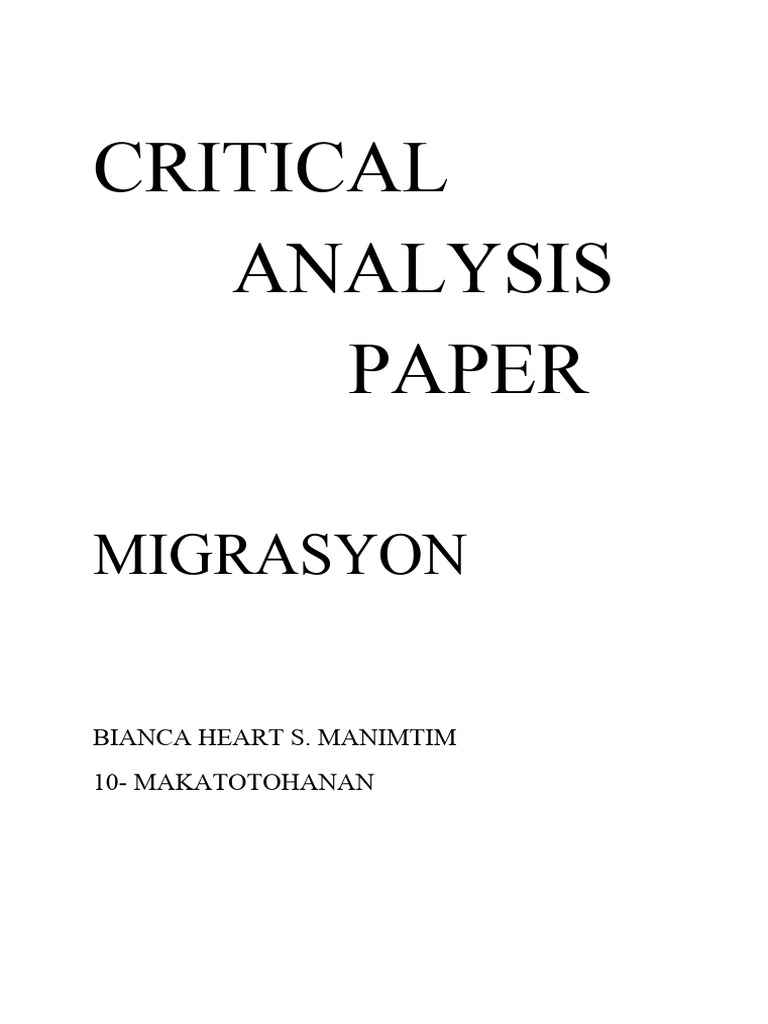 Critical Analysis Paper in Ap | PDF