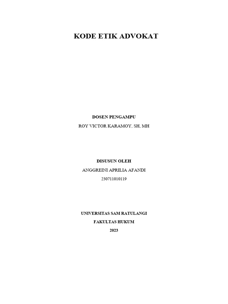 Kode Etik Advokat | PDF