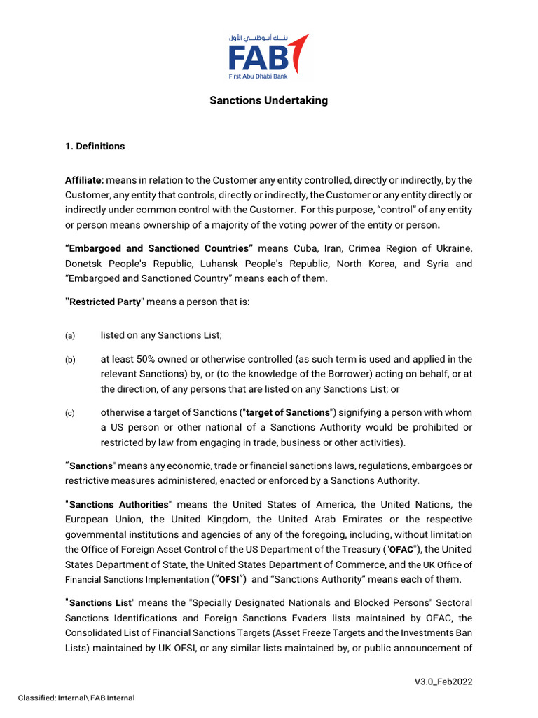 Sanctions Undertaking-SUKAINA M | PDF