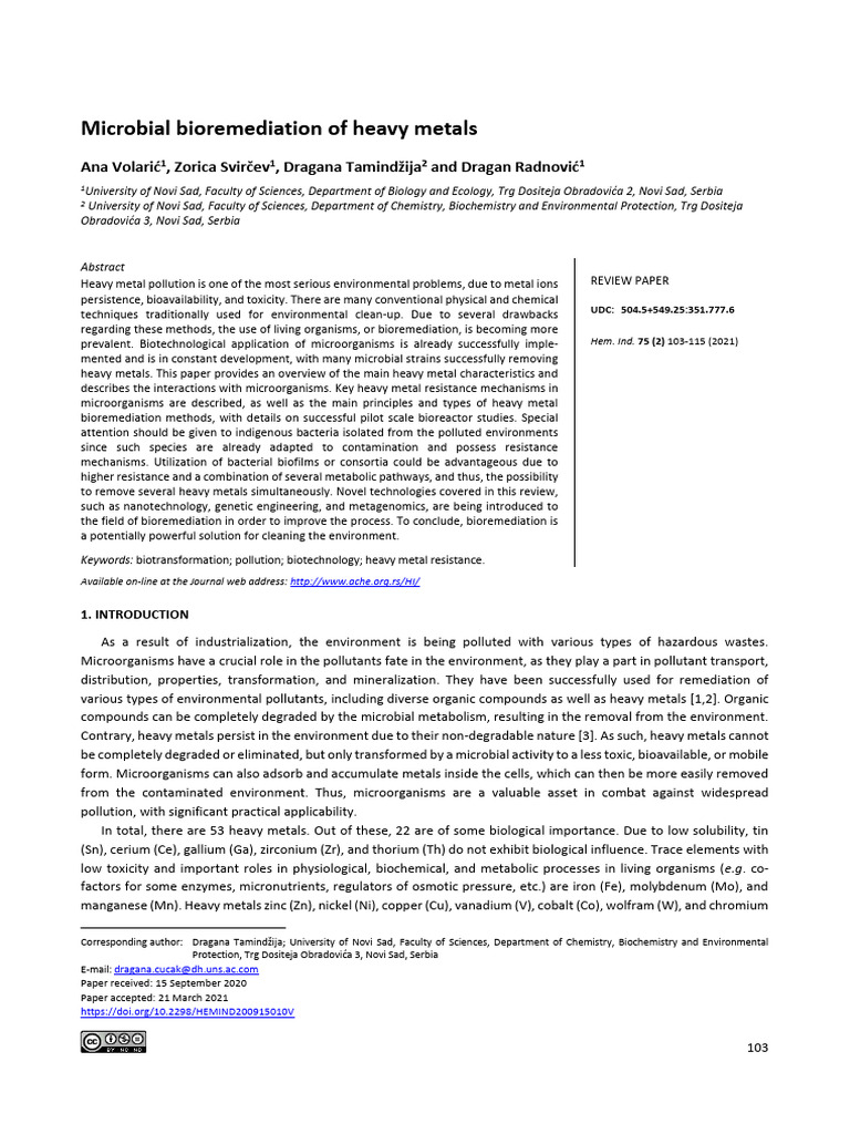 Microbial Bioremediation of Heavy Metals | PDF